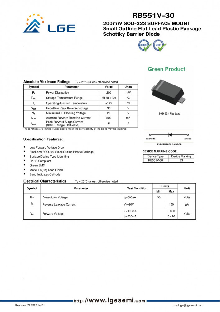 RB551V-30 datasheet page 1