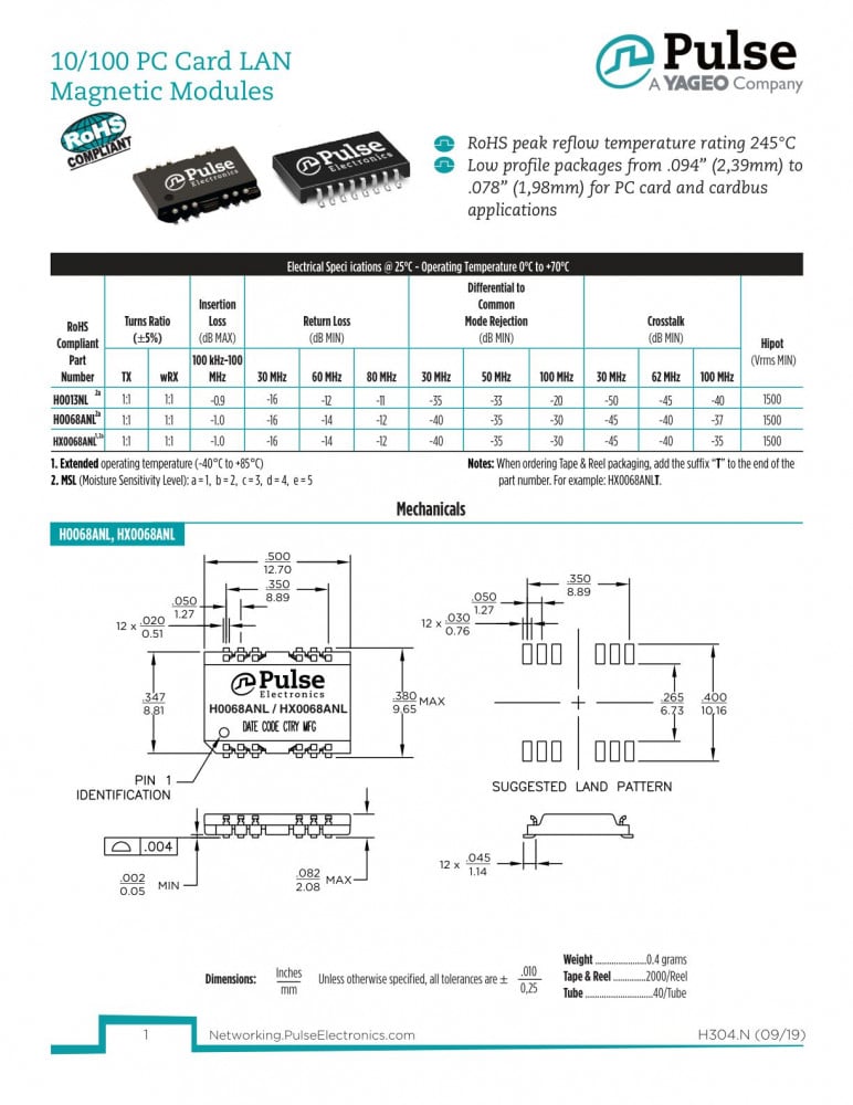 HX0068ANL technical document page 1
