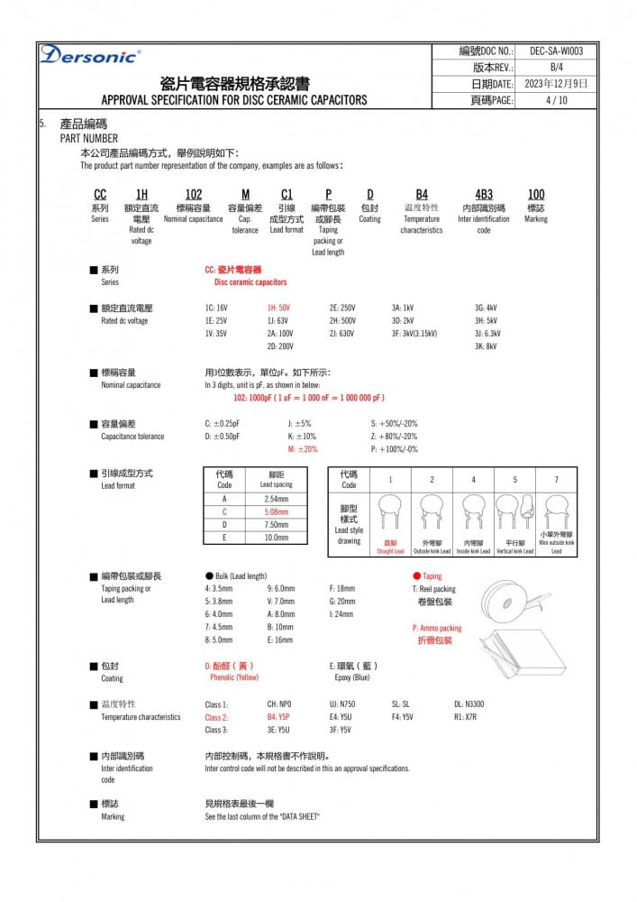 CC1H102MC1PDB44B3100 approval specification page 5