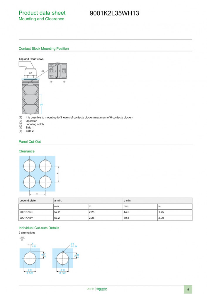 9001K2L35WH13 technical documentation page 5