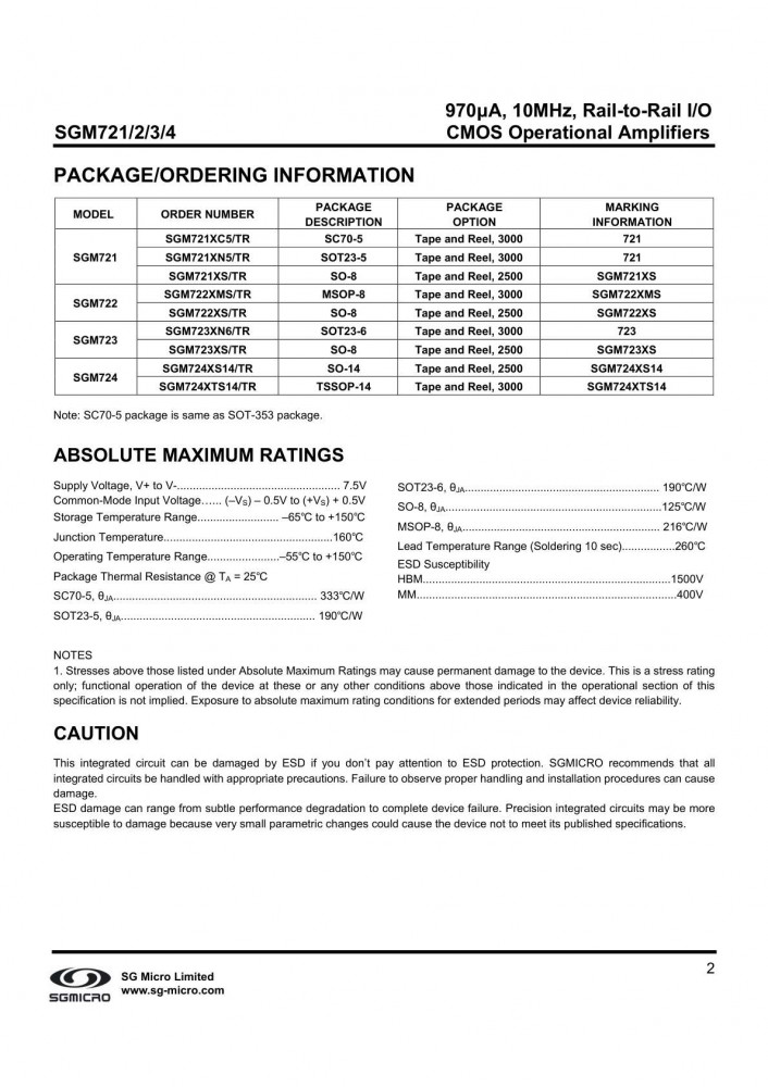 SGM722 datasheet page 2