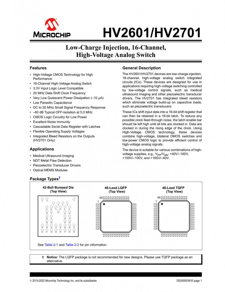 HV2601 datasheet page 1