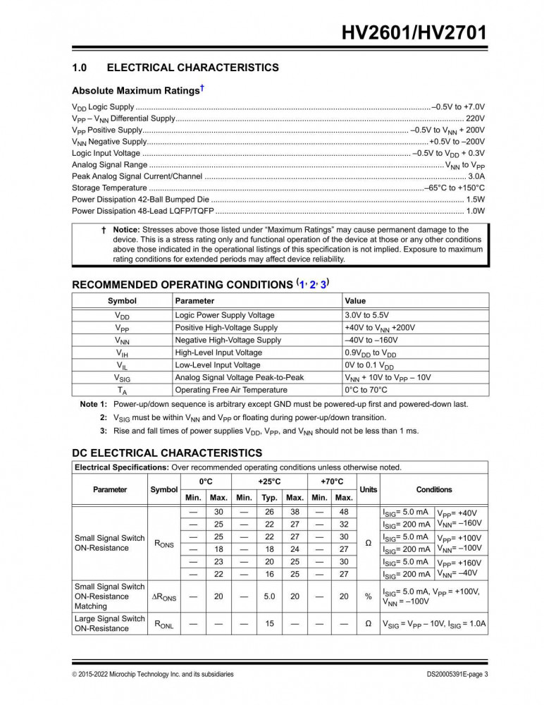 HV2601 datasheet page 3