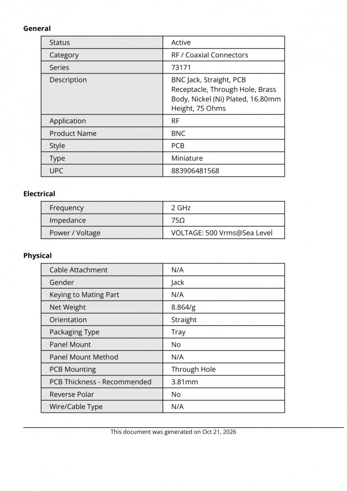 Product document image 2 for MOLEX 731712650