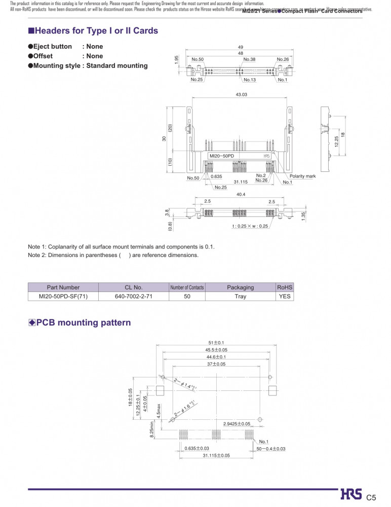 HRS MI20/21 series datasheet page 4