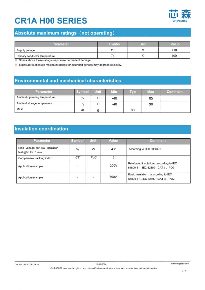 CR1A series datasheet page 2