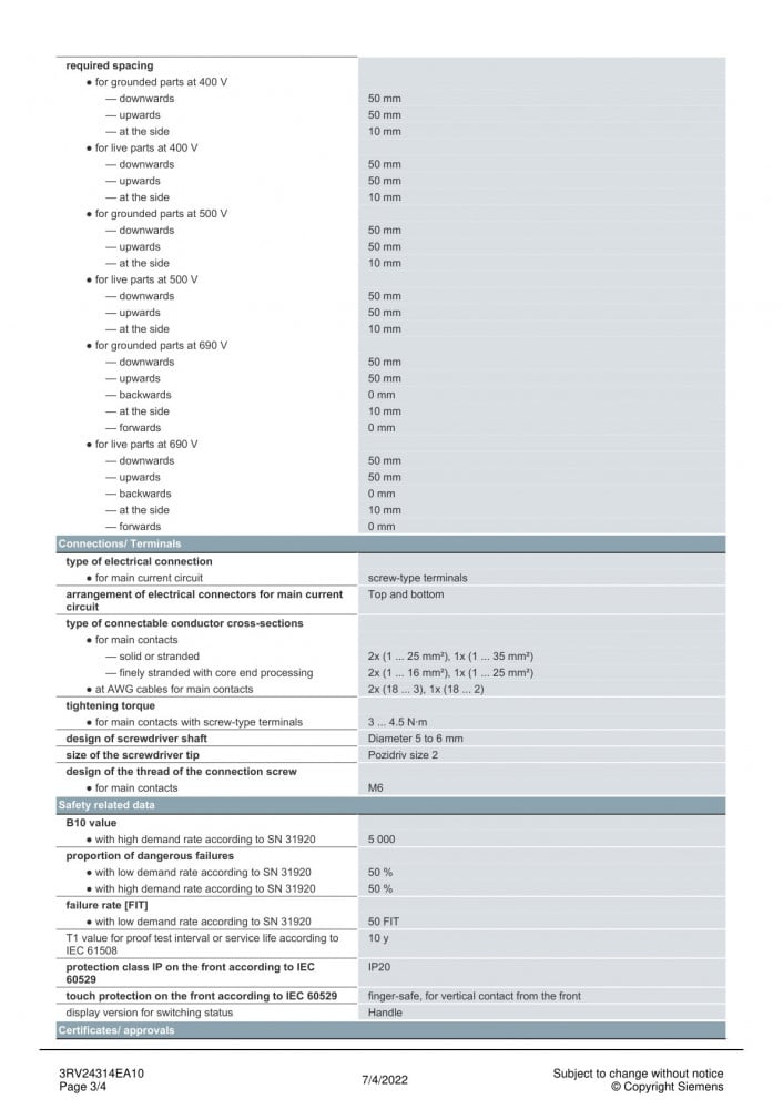 SIEMENS 3RV24314EA10 technical document page 3