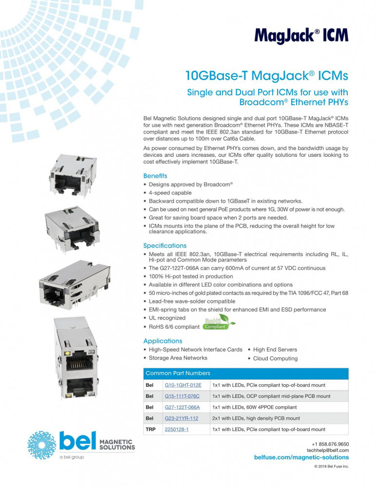 Bel Fuse G15-111T-076C technical document preview