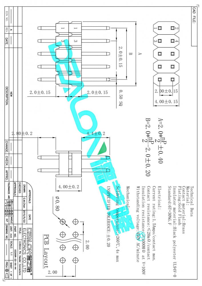 DEALON DZ200R-22-10-44 technical drawing