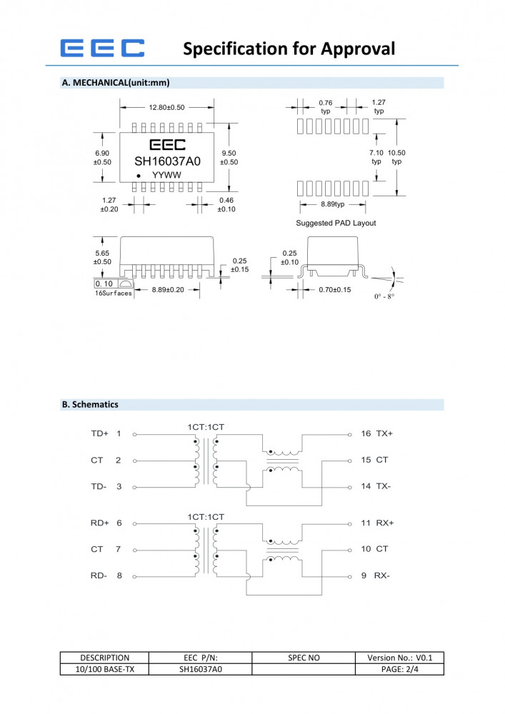 SH16037A0 specification page 3
