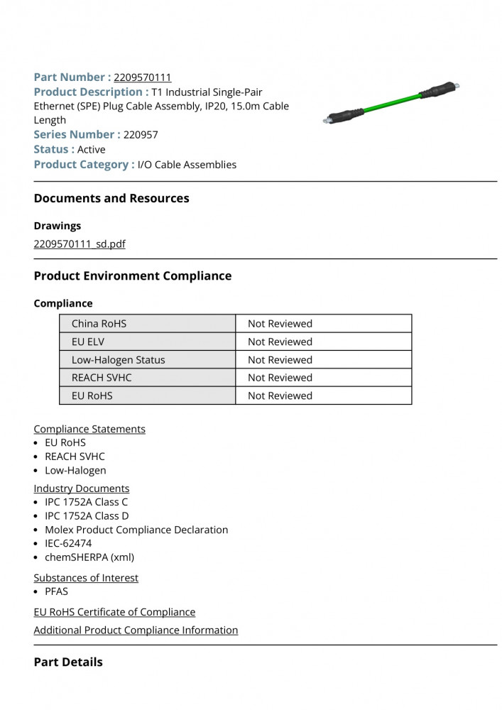 MOLEX 2209570111 drawing page 1
