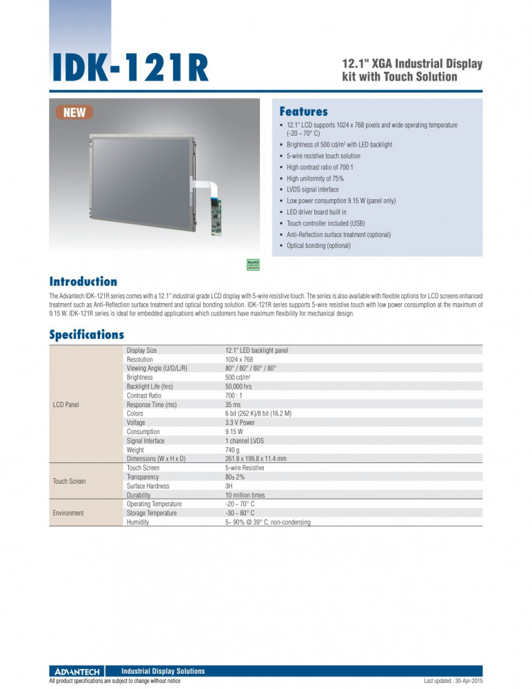 IDK-121R-42XGA1 technical document page 1