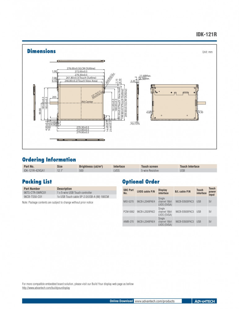 IDK-121R-42XGA1 technical document page 2