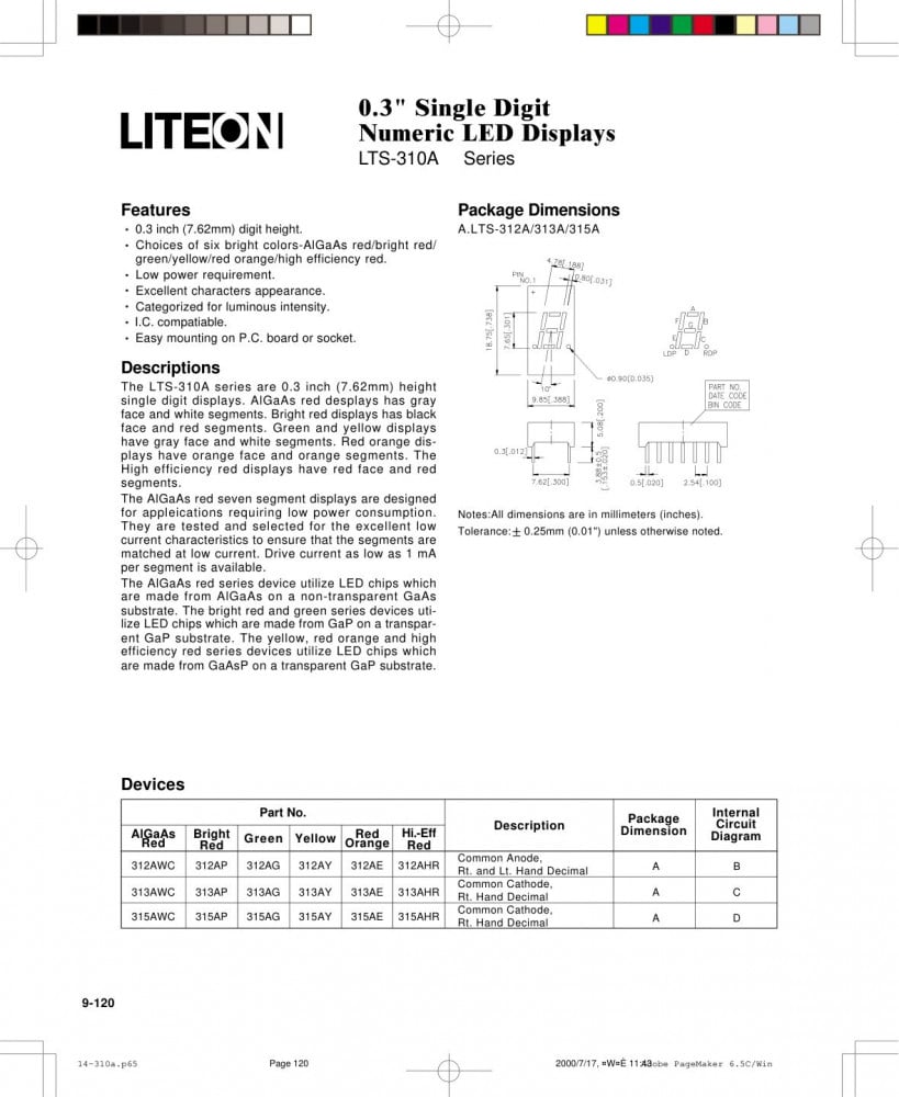 LTS-312AG datasheet page 1