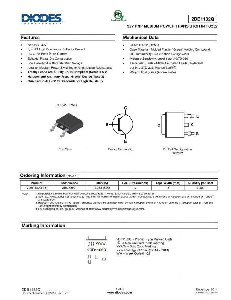 2DB1182Q-13 datasheet page 1