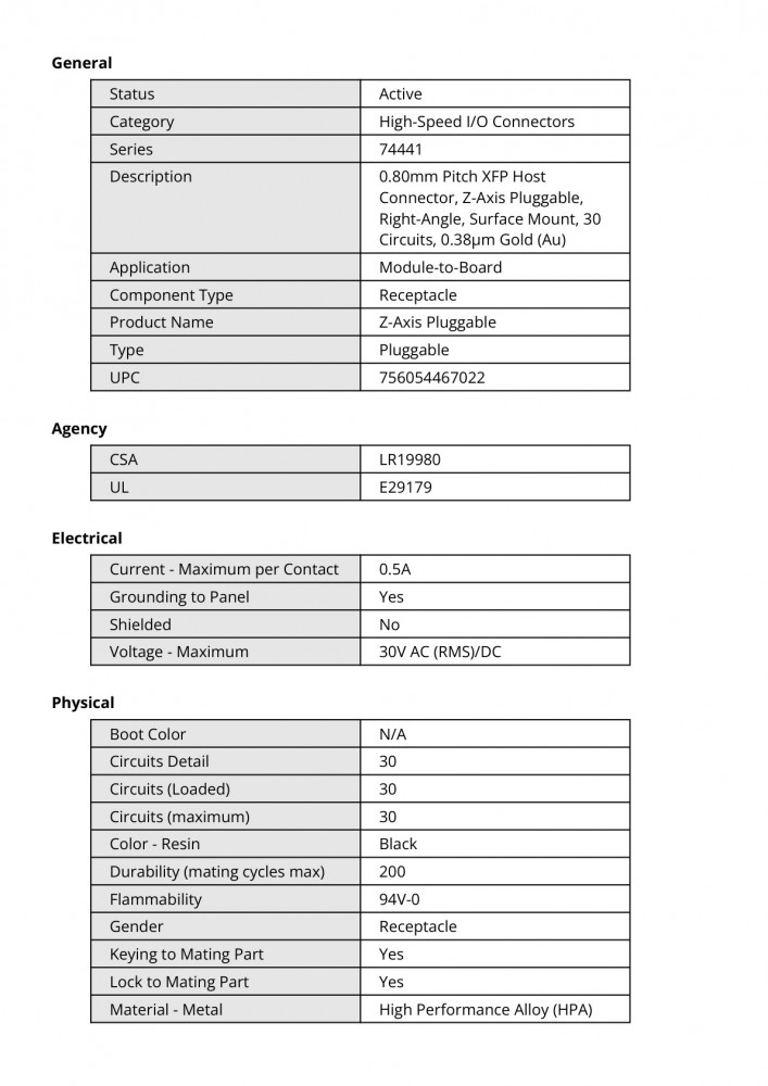 MOLEX 744410007 technical document, page 2