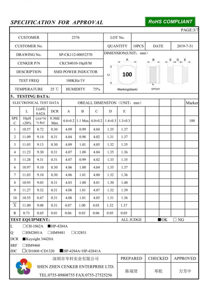 CKCS4010-10uH/M-N specification page 5