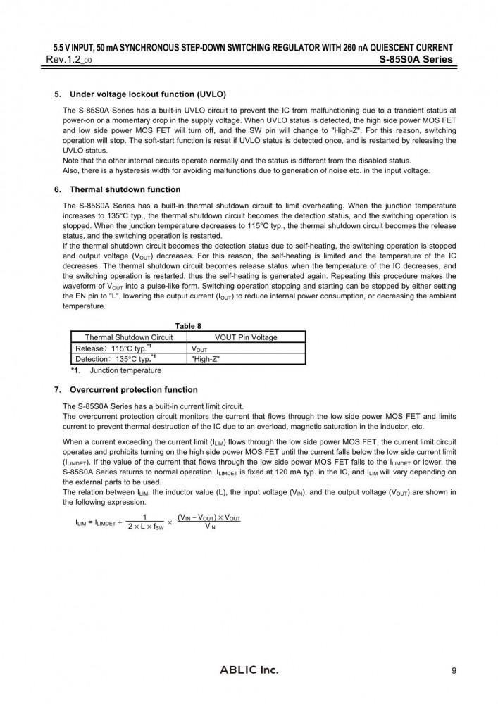ABLIC S-85S0A datasheet page 9