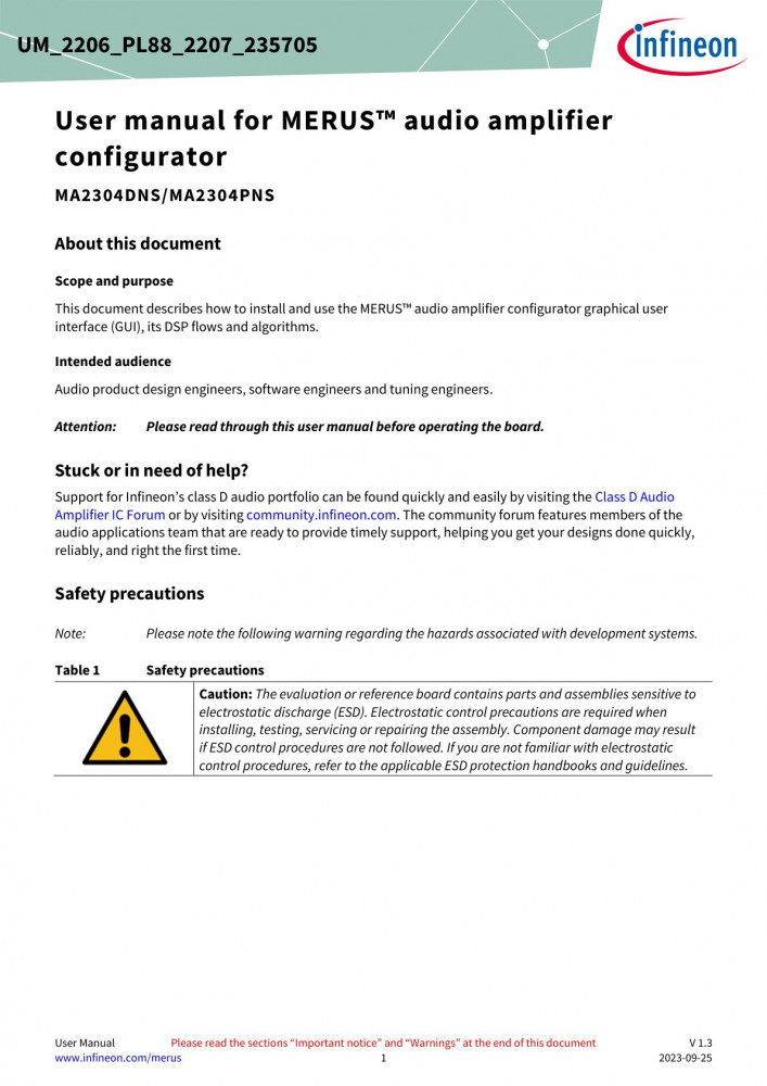 Infineon MA2304DNS evaluation documentation page 1