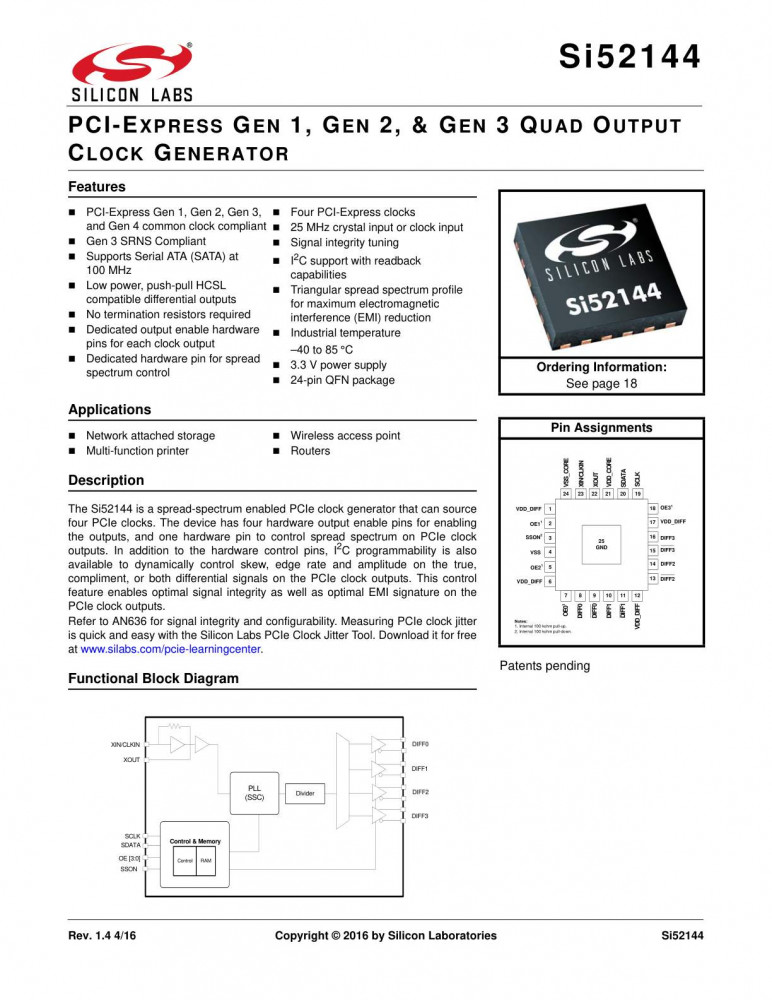 SI52144 technical document page 1