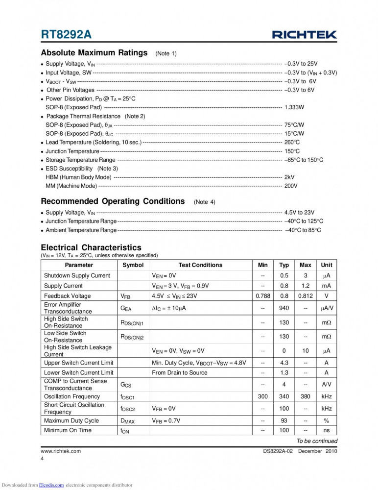 RT8292AHZSP datasheet page 4