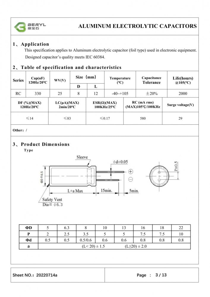 BERYL RC025M331LO8*12TH-2A1Et datasheet page 3