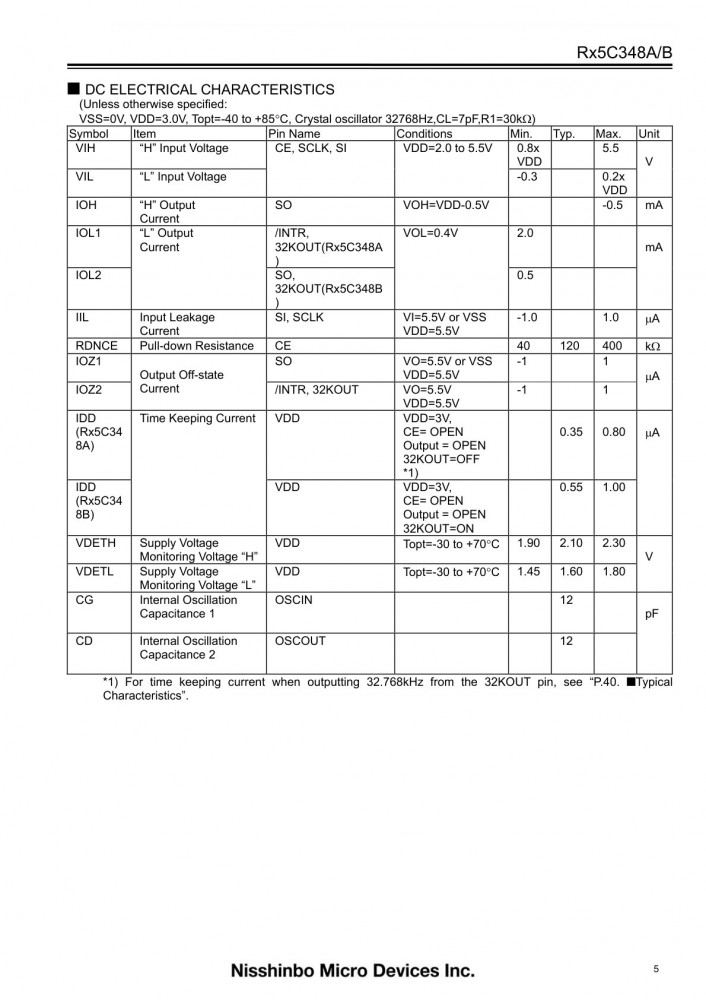 RV5C348 datasheet page 5