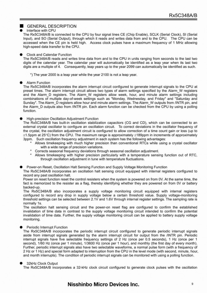 RV5C348 datasheet page 9
