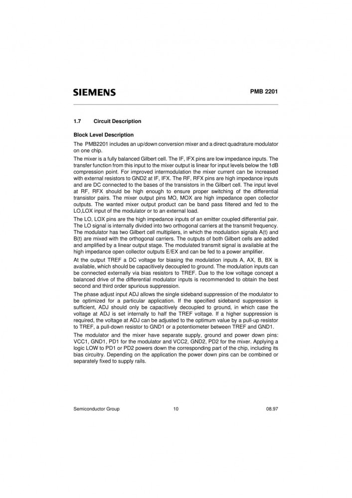 PMB 2201 datasheet page 10