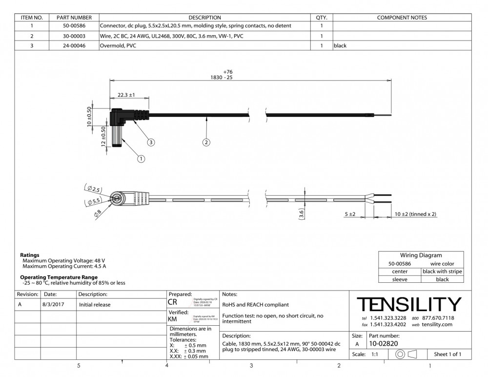 Tensility International 10-02820 product drawing preview