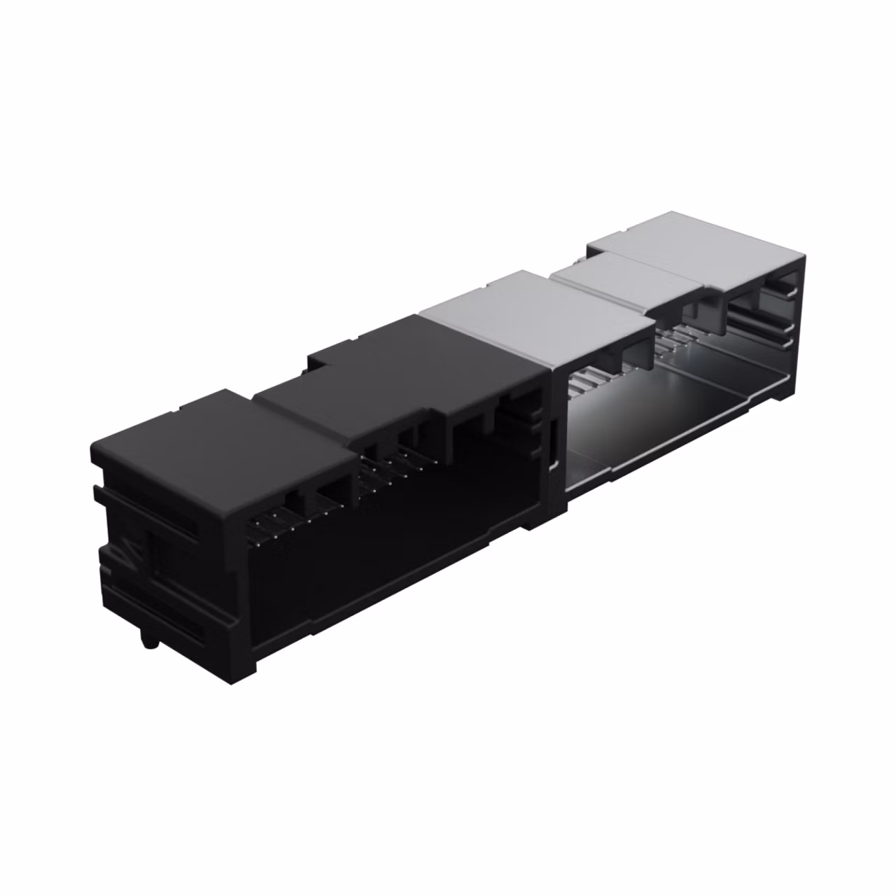 Mini50 Unsealed 2 Bay Right-Angle Headers, 68 Circuits, Bay A 34 Circuit  Hybrid, Polarization A, Black; Bay B 34 Circuit Hybrid, Polarization B,  Gray; Tray for sale