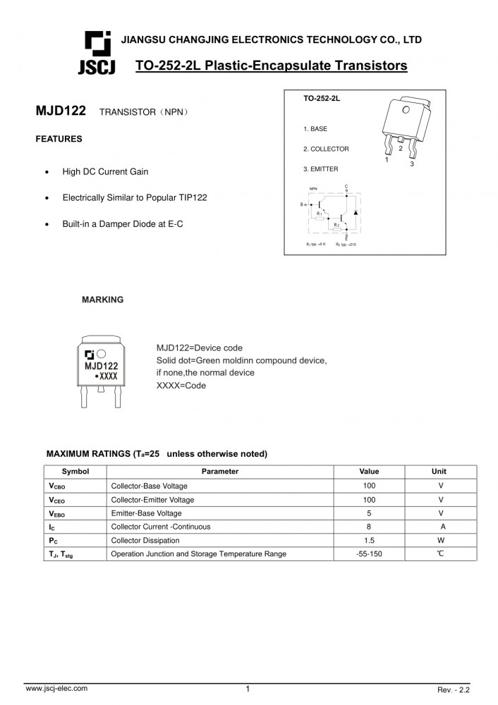 MJD122 datasheet page 1