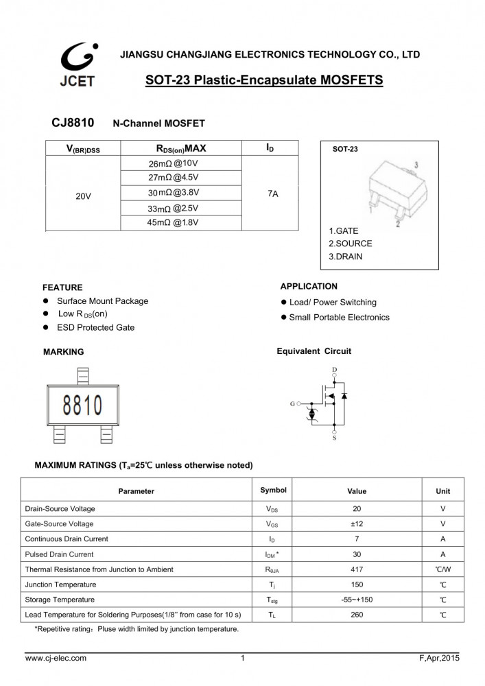 CJ8810 datasheet page 1