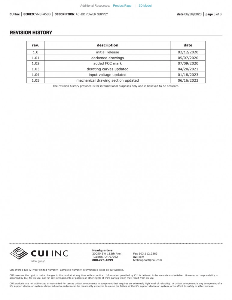 CUI VMS-450B datasheet page 6