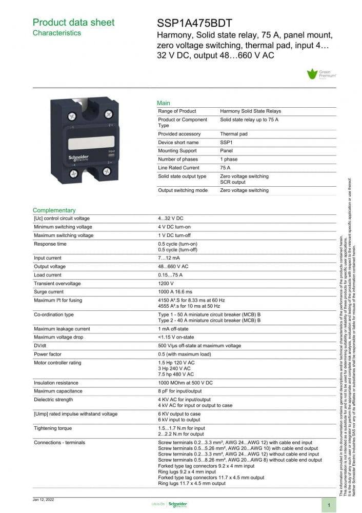 SSP1A475BDT technical document page 1