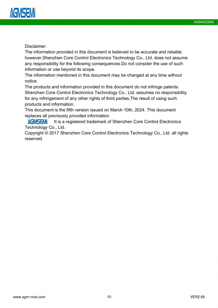 AGM420MA technical document page 10