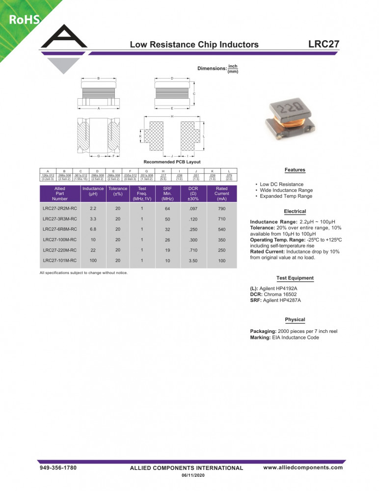 LRC27 series technical document page
