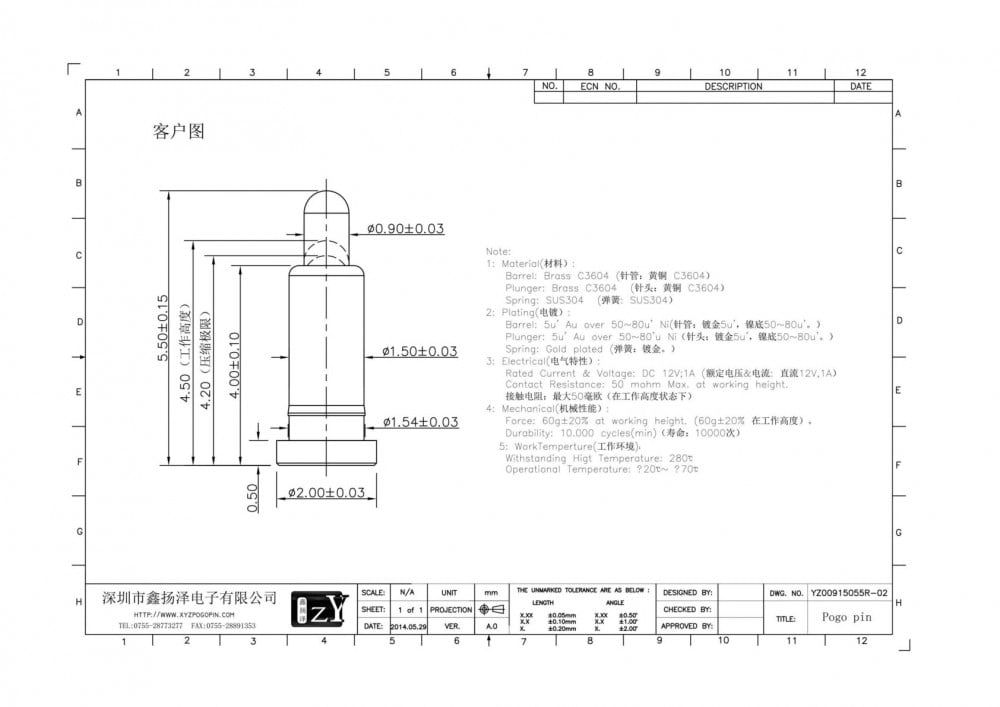 YZ00915055R-02 product specification page 3