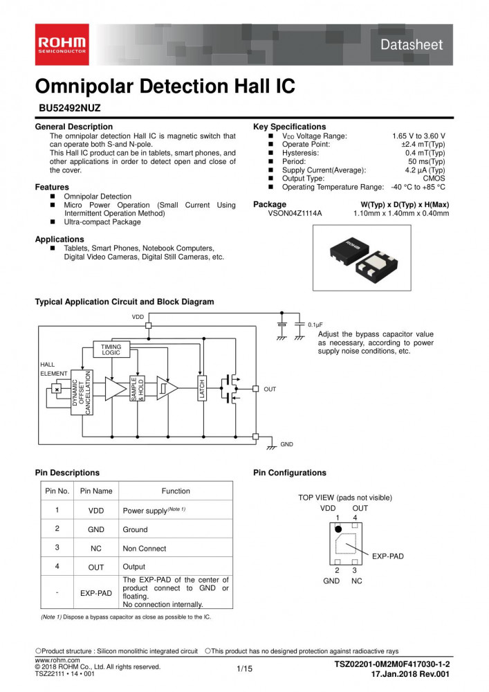 BU52492NUZ-ZE2 datasheet page 1