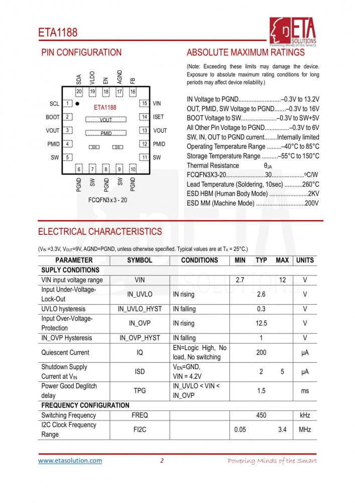 ETA1188F3W datasheet page 2