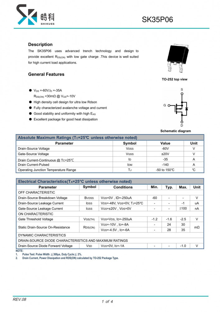 SK35P06 datasheet page 1