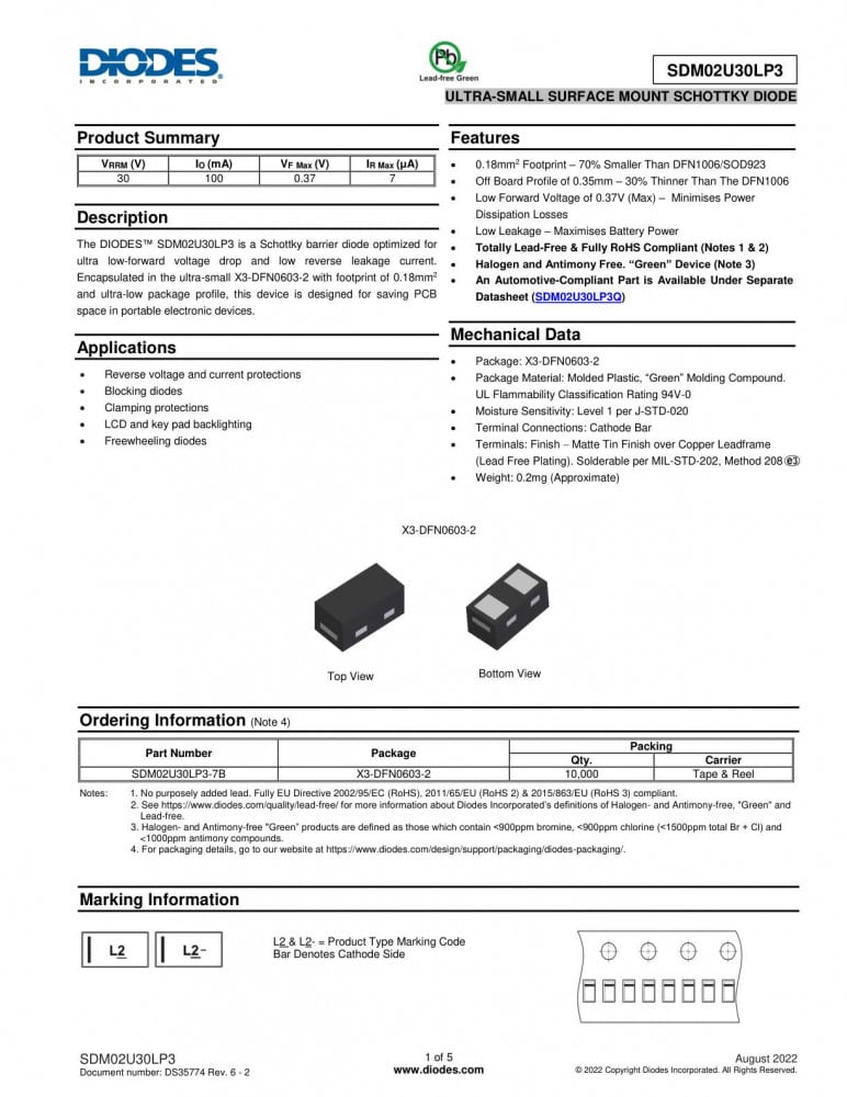 SDM02U30LP3-7B technical document page 1
