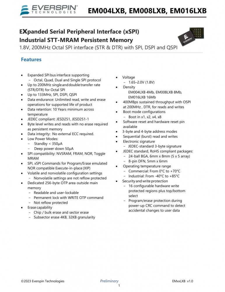Everspin technical document page 1
