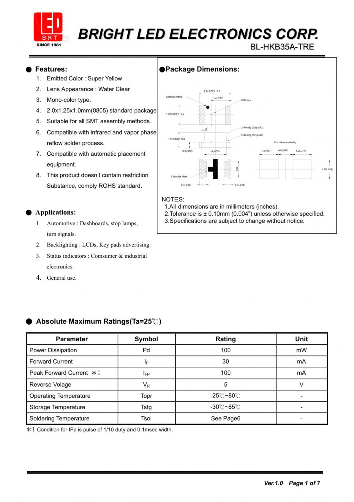 BL-HKB35A-TRE datasheet page 2