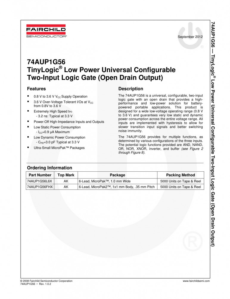 74AUP1G56 datasheet page 2