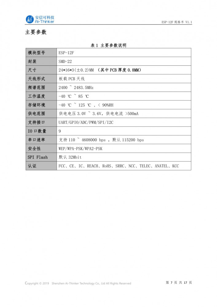 ESP-12F datasheet page 7