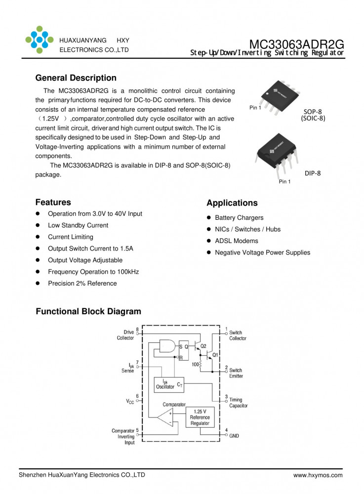 MC33063ADR2G-HXY datasheet page 1