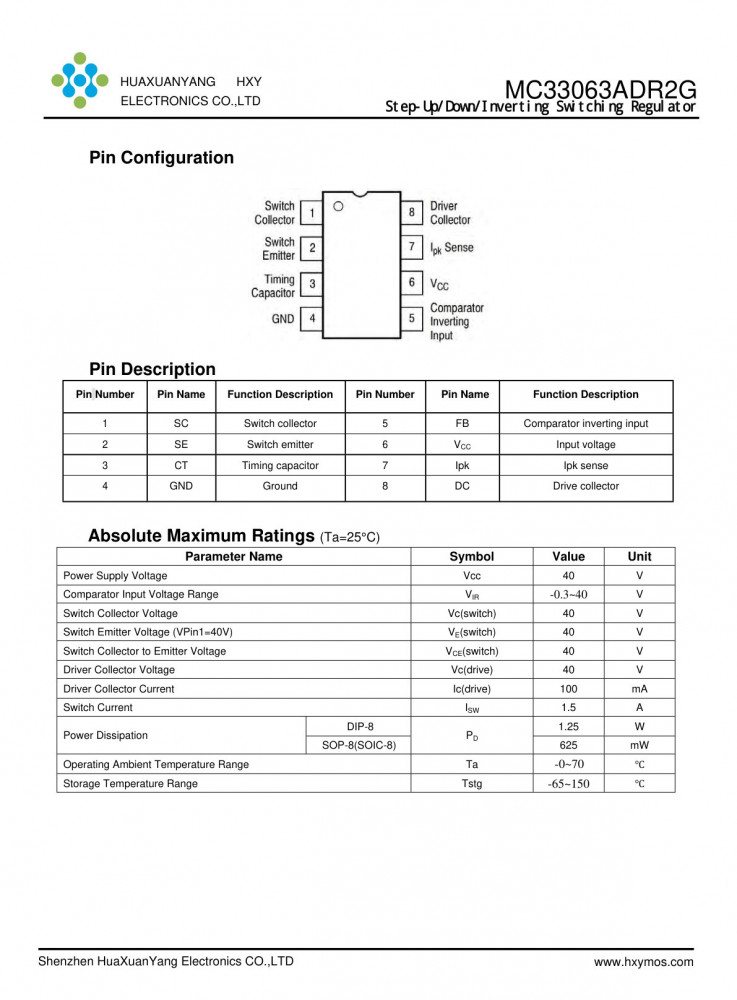 MC33063ADR2G-HXY datasheet page 2