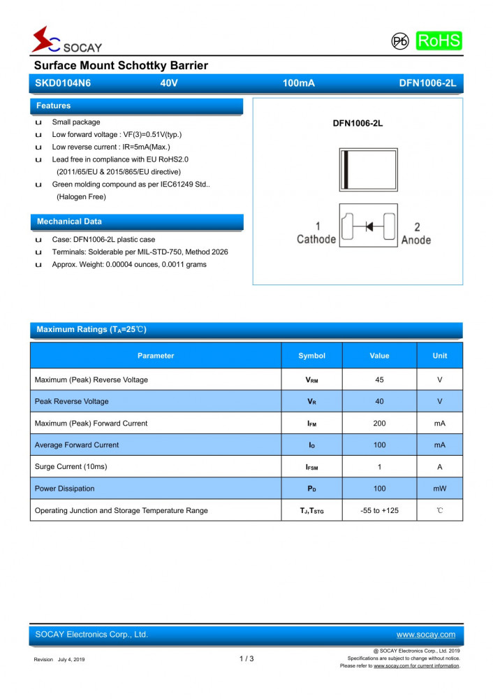 SKD0104N6 datasheet page 1