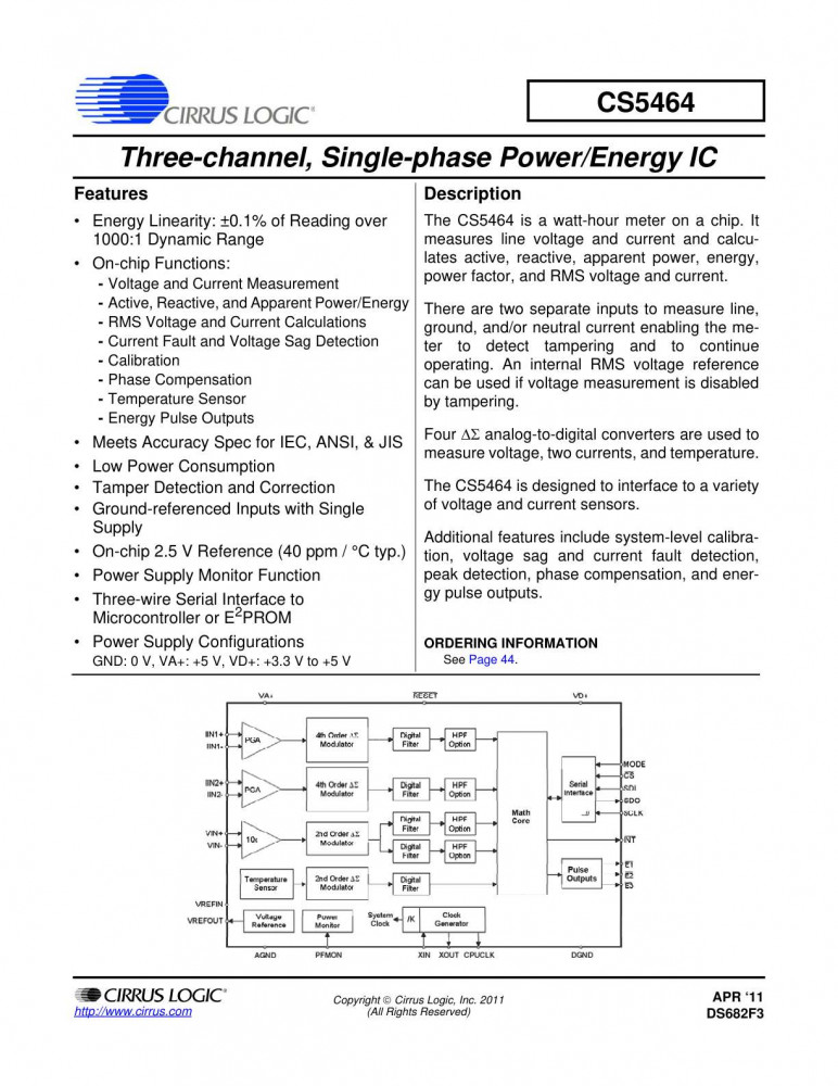CS5464 datasheet page 1